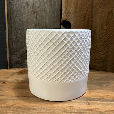 Pot - White Ceramic with Diamond – simplycottage