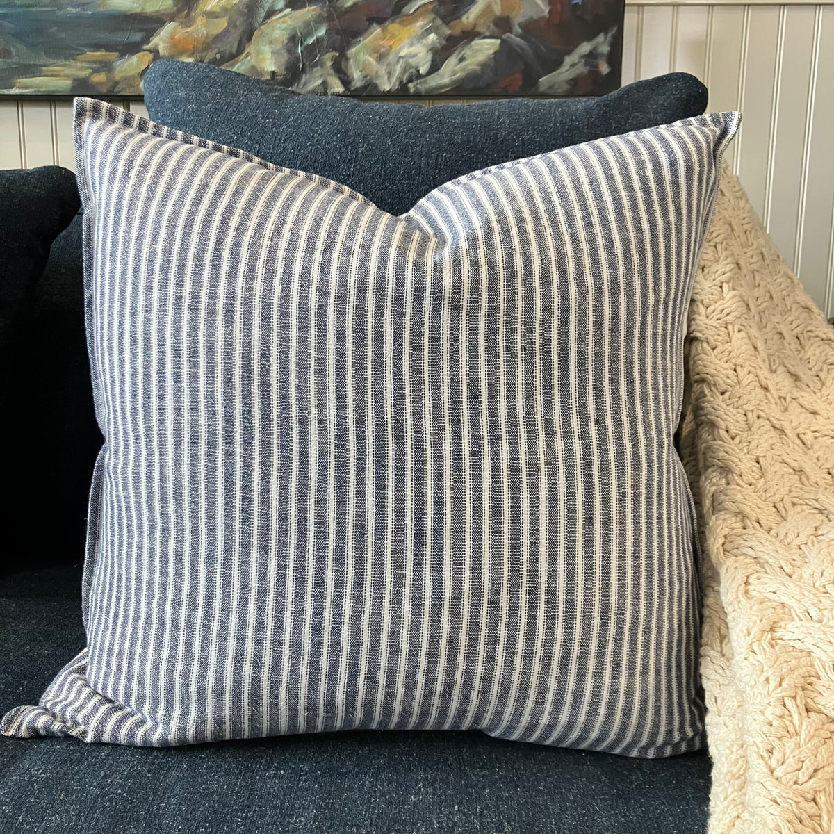 Walker Indigo Stripe Pillow – simplycottage