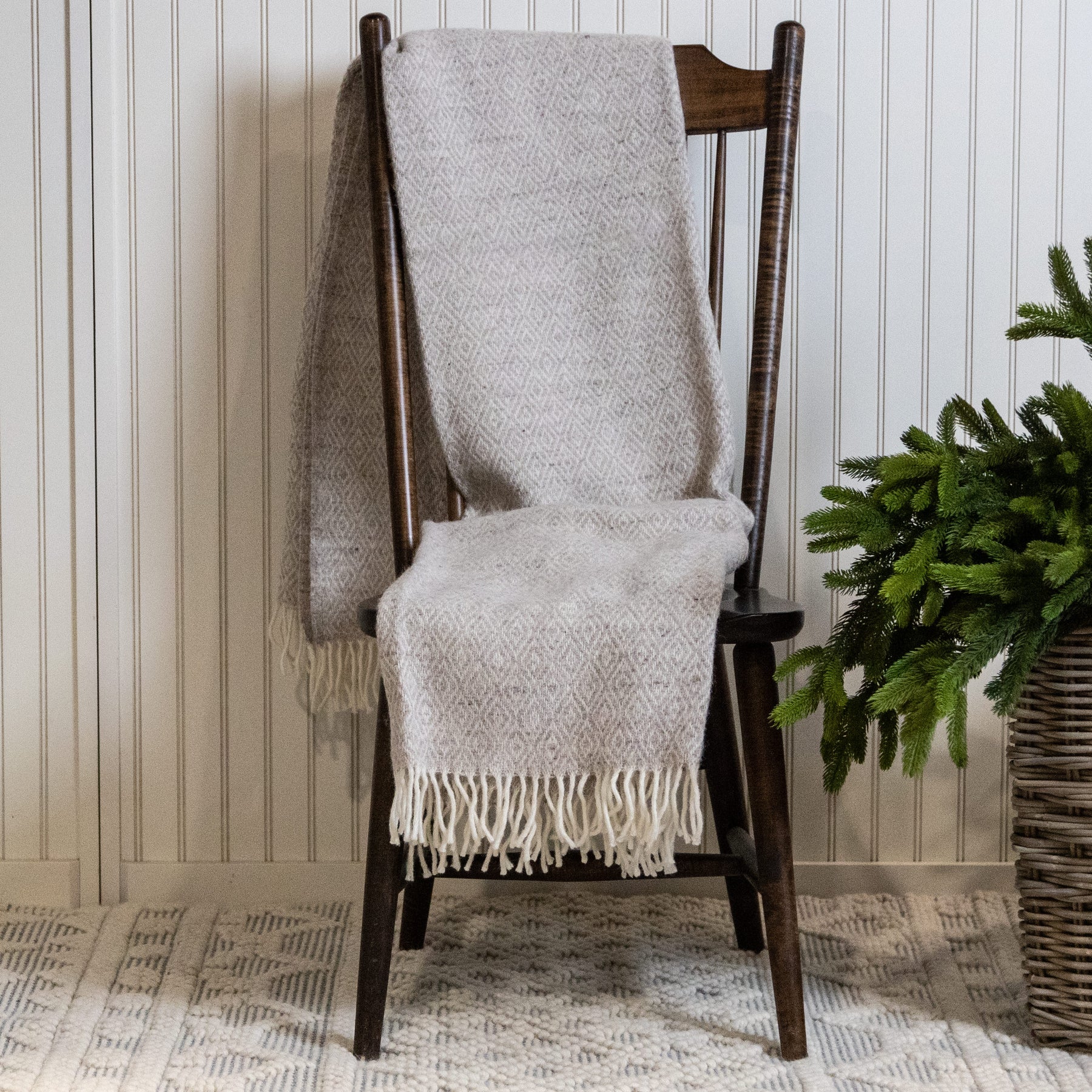 Lambs Wool Throw Diamond Beige – simplycottage