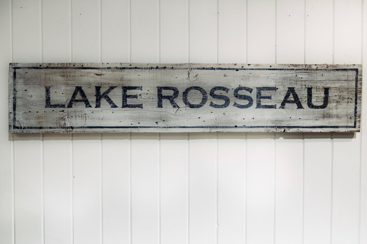 Lake Rosseau Sign - White Background with Navy Type – simplycottage